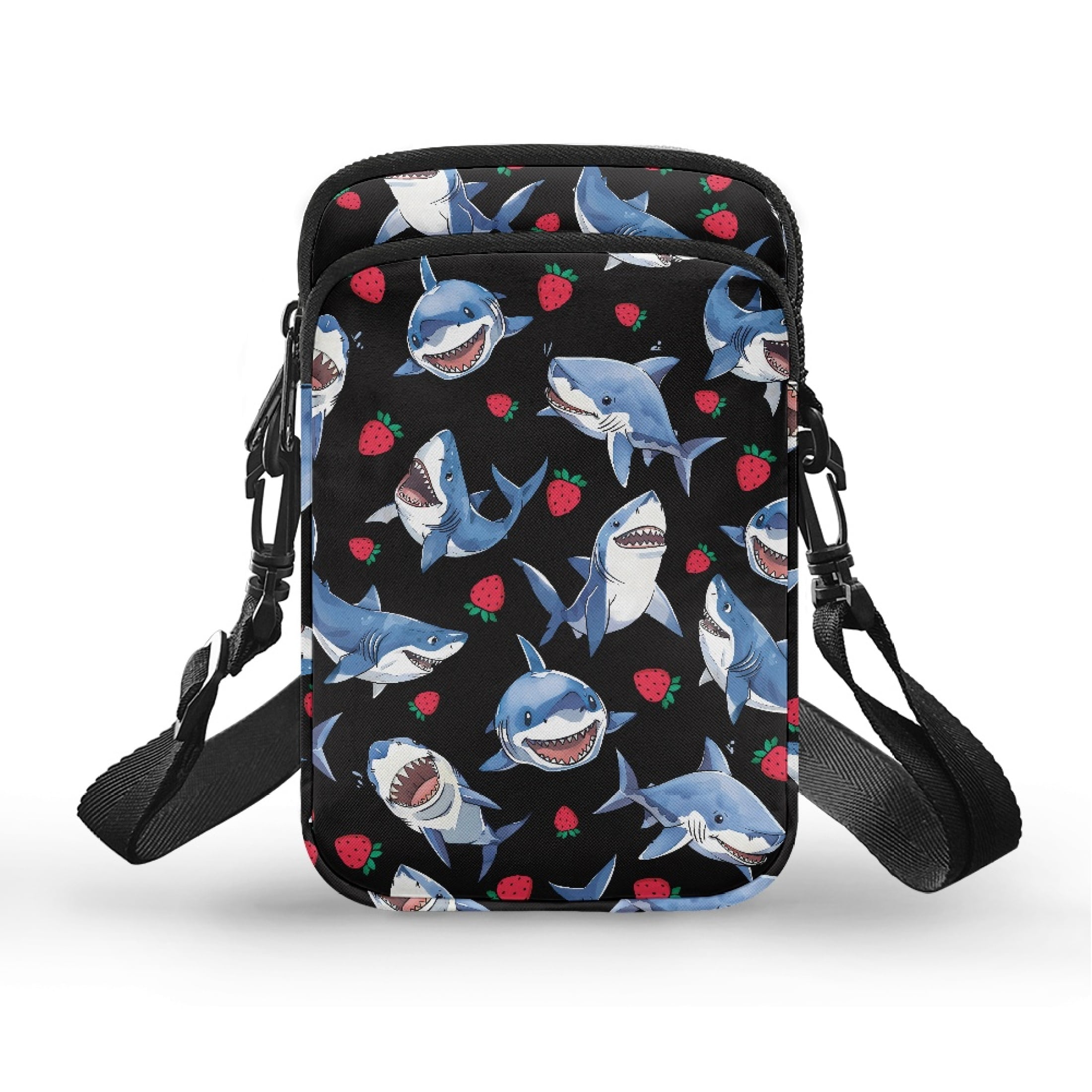 HELLHERO Shark Strawberry Adjustable Shoulder Strap Crossbody Bag ...