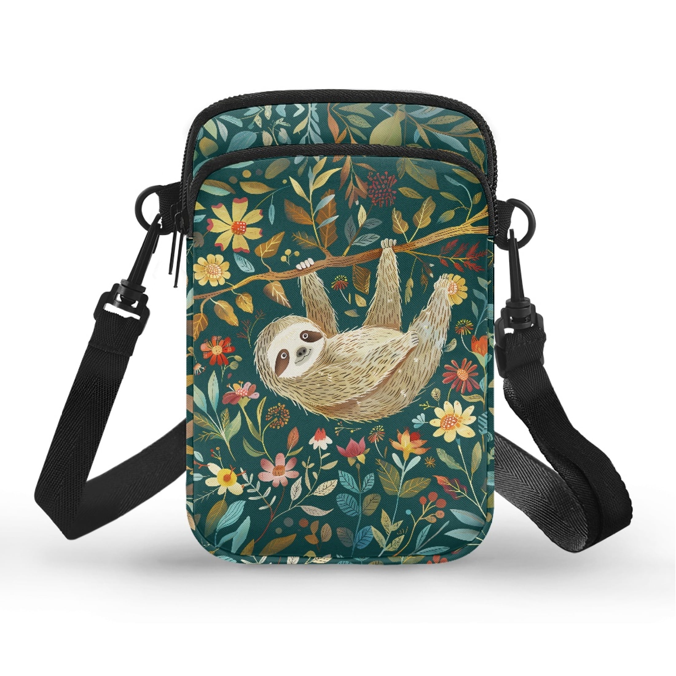HELLHERO Shoulder Bags Sloth Floral Pattern Design Double-layer ...