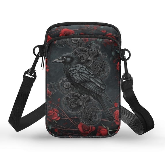 HELLHERO Shoulder Bags Steampunk Crow Gears Red Roses 4.33"x1.97"x7.09 ...