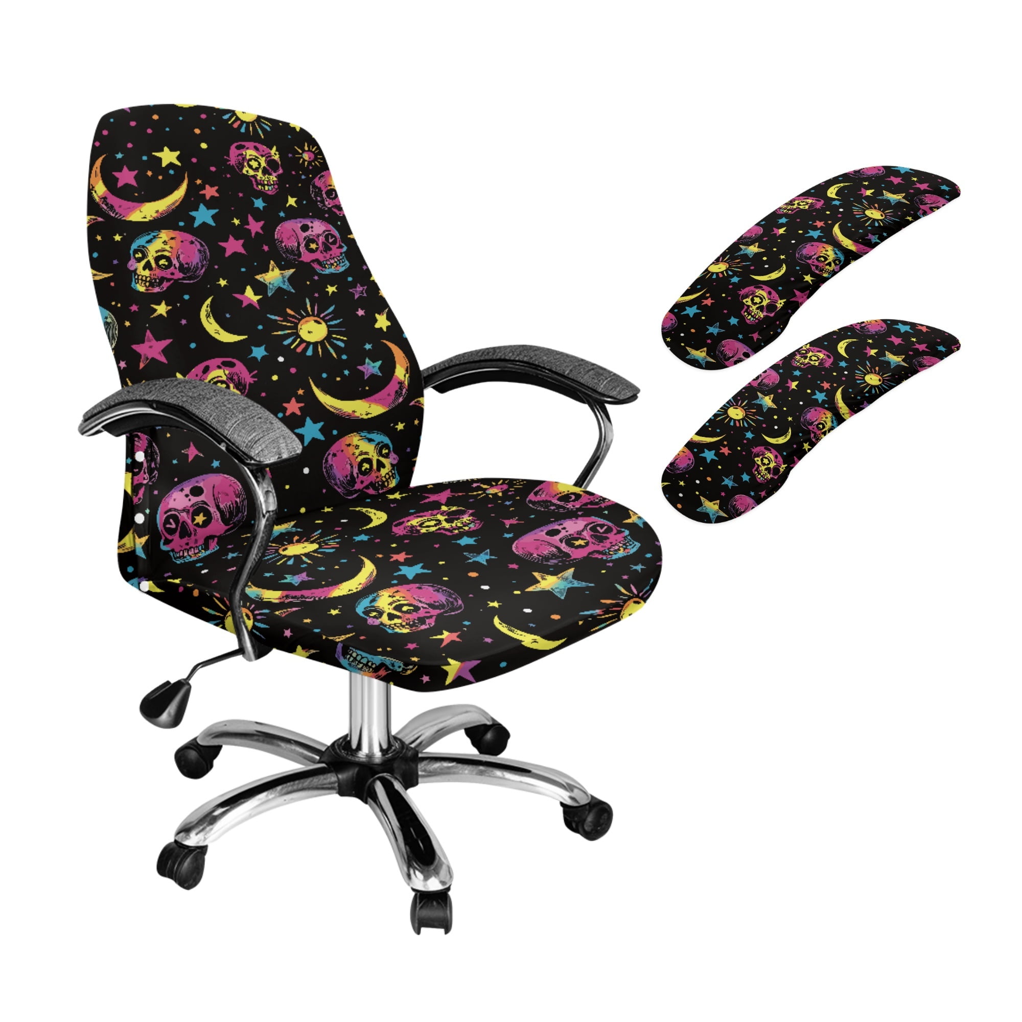 HELLHERO Skull Moon Print Office Chair Cover Universal, Star Print ...
