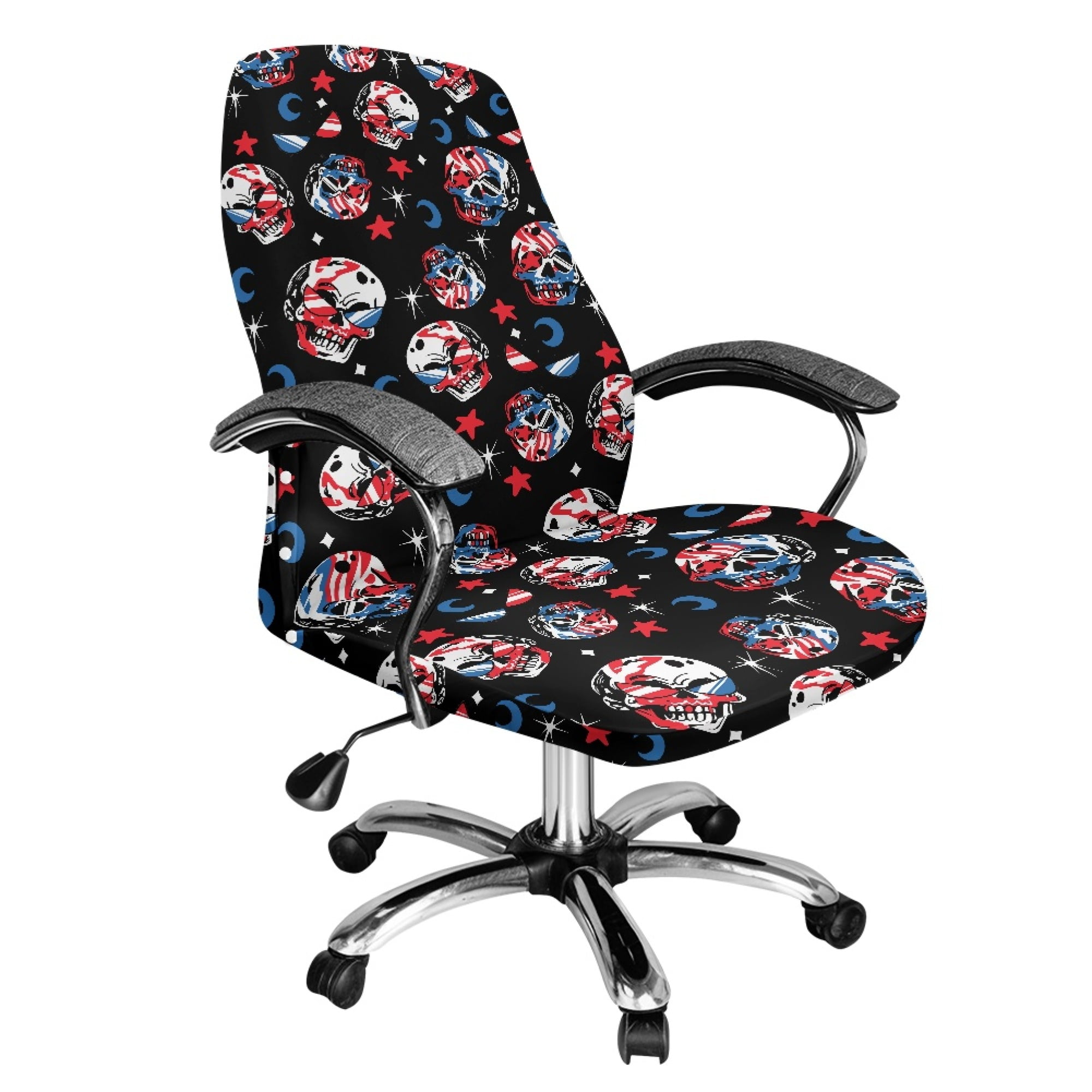 HELLHERO Skull Print Office Chair Cover with Elastic Band Moon Star ...