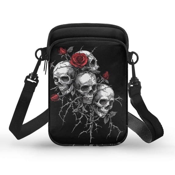 HELLHERO Skull and Rose Pattern Underarm Shoulder Bag Polyester ...