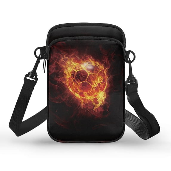 HELLHERO Soccer Ball Flames with Zipper Closed Women Messenger Bag ...