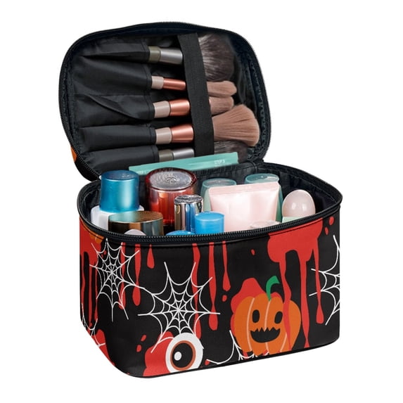 HELLHERO Spider Web Pumpkin Large Capacity Makeup Organizer Bag ...