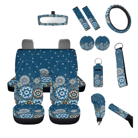 HELLHERO Star Print & Mandala 14 PCS Car Accessories Set, with Car Seat ...