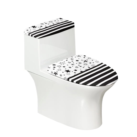 HELLHERO Star Stripe Pattern 2 Pieces Round Toilet Lid Dust Cover Fits ...
