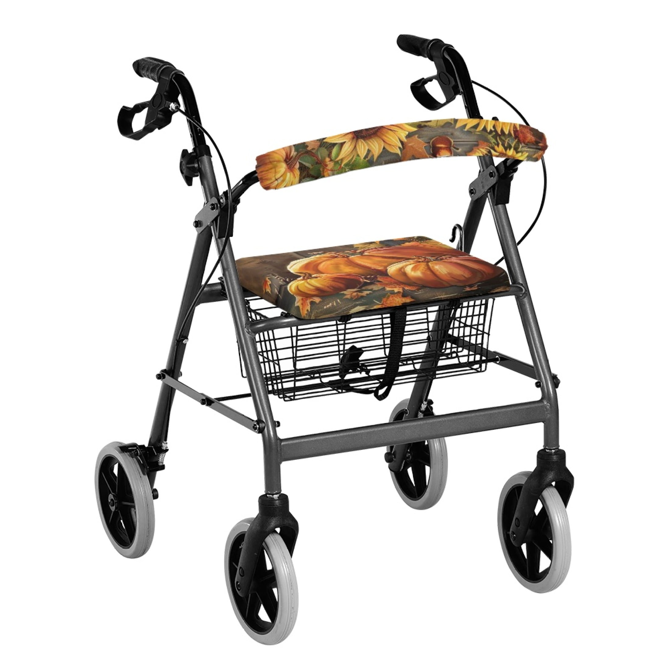 HELLHERO Sunflower Pumpkin Seat & Backrest Cover Set Rollator Walker ...