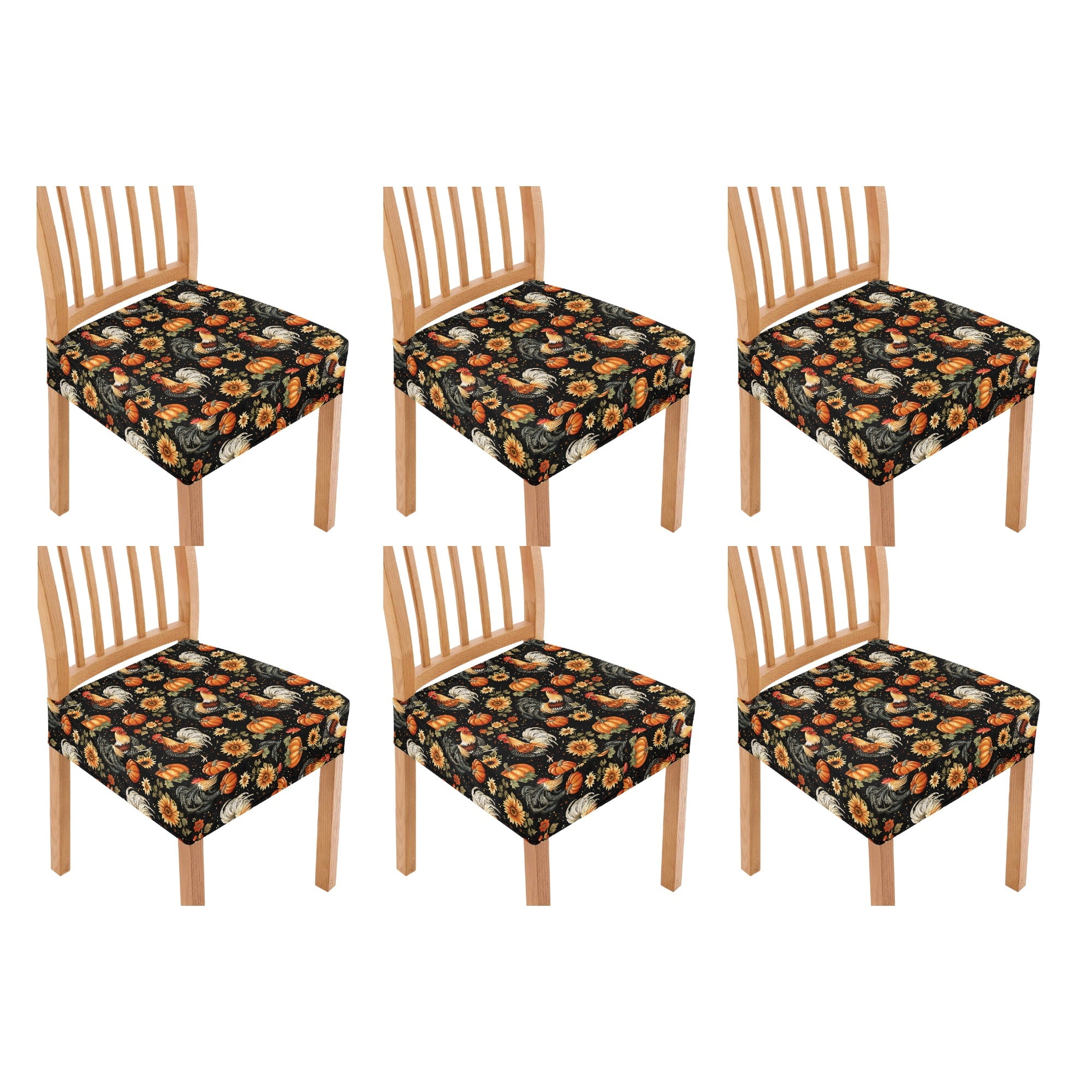 HELLHERO Sunflower Rooster Print Chair Covers for Dining, Dining Chair ...