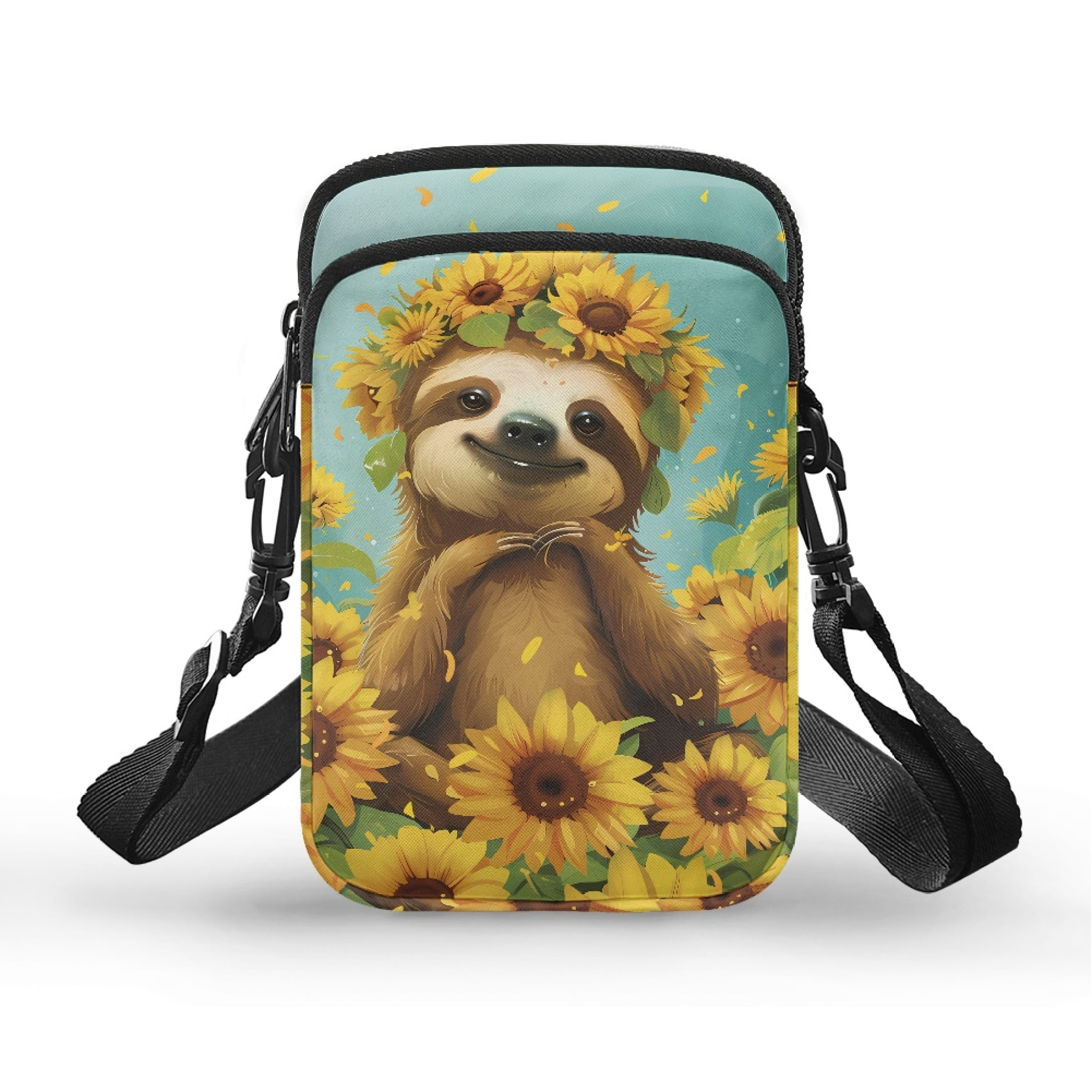 HELLHERO Sunflower and Sloth Adjustable Crossbody Bag for Adjustable ...