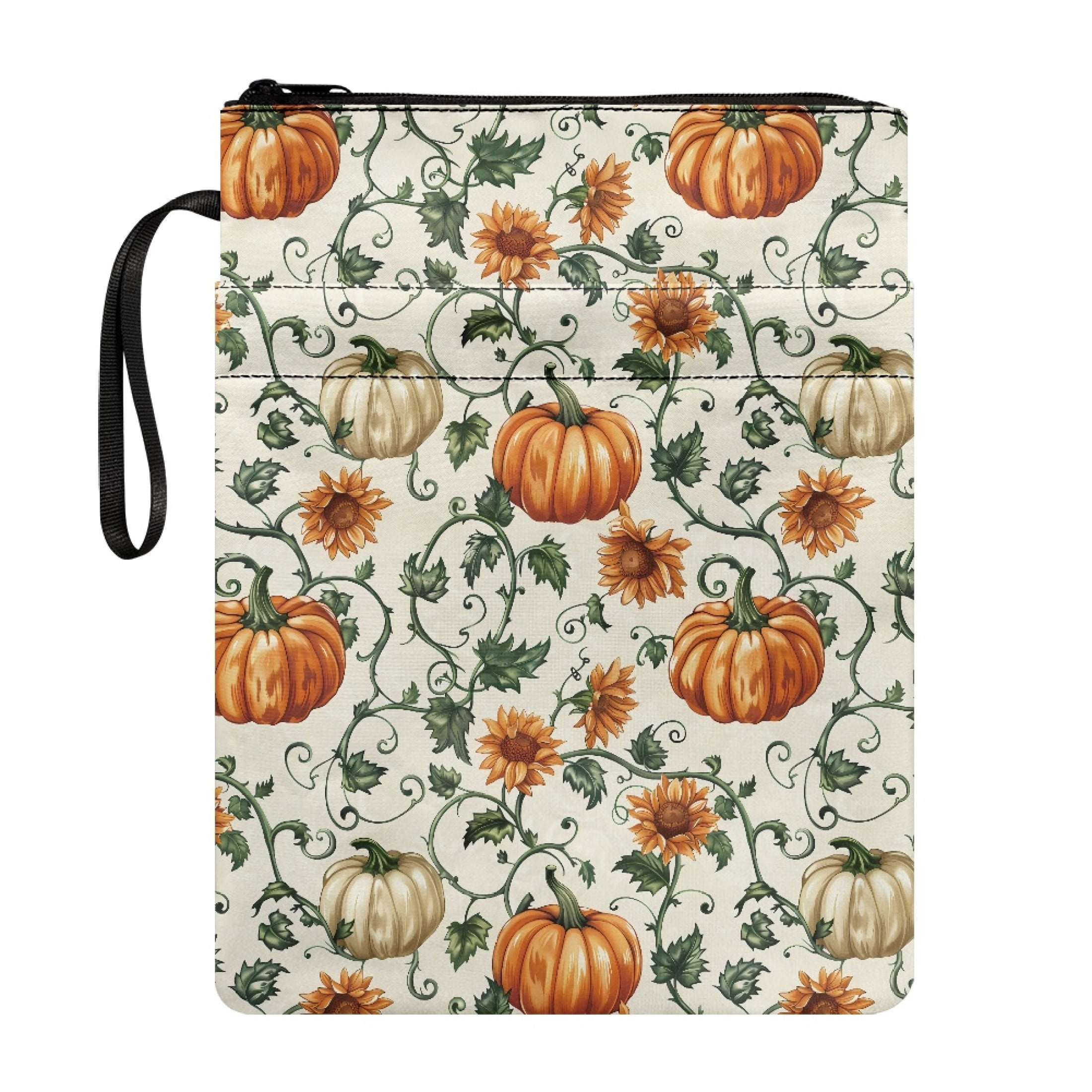 HELLHERO Sunflower and Pumpkin Pattern Book Sleeve Protector Pouch Book ...