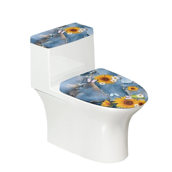 HELLHERO Sunflowers and Daisies Toilet Lid Dust Cover Set Universal 2 ...