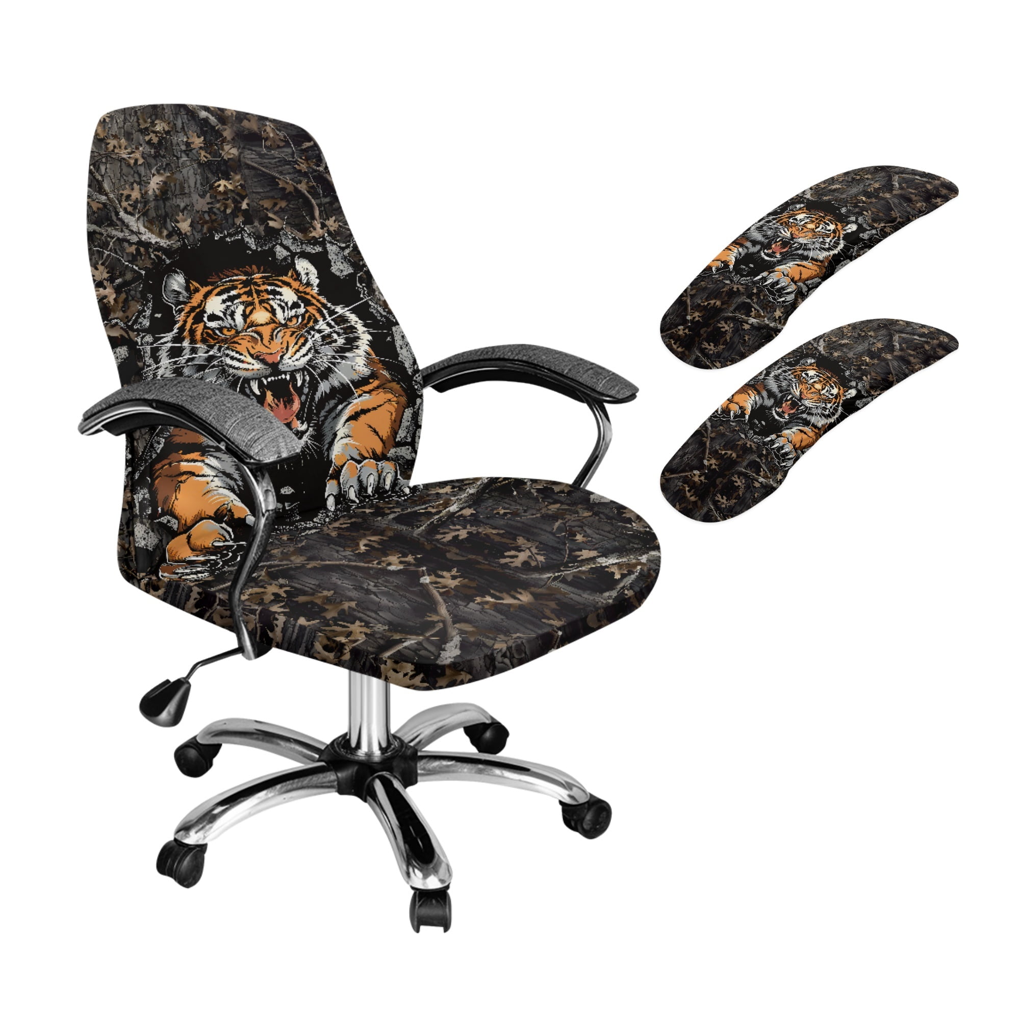 HELLHERO Tiger Print Office Chair Cover Set, Universal Protective ...