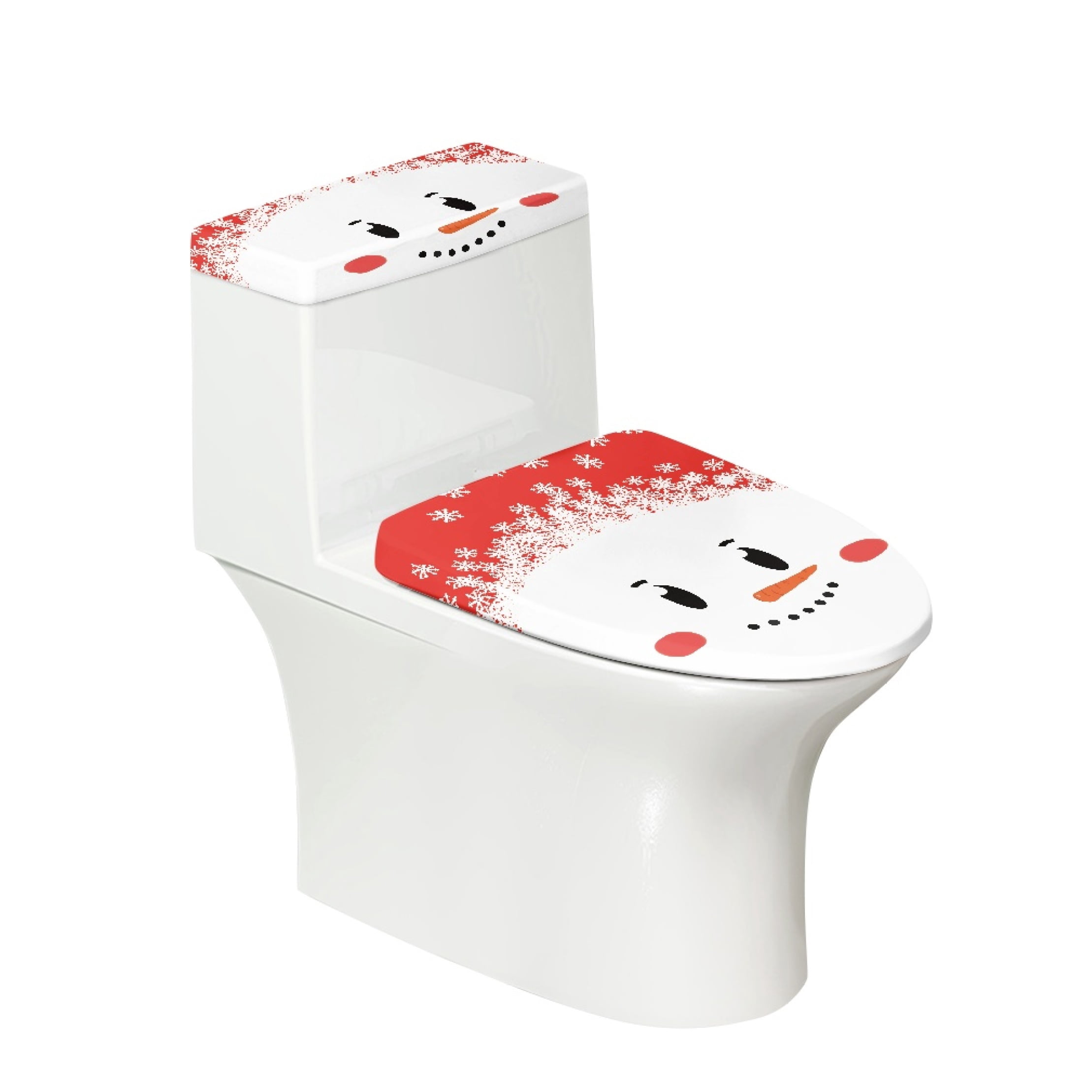 HELLHERO Toilet Covers Set Snowman 2 Piece Set Elastic Edge for ...