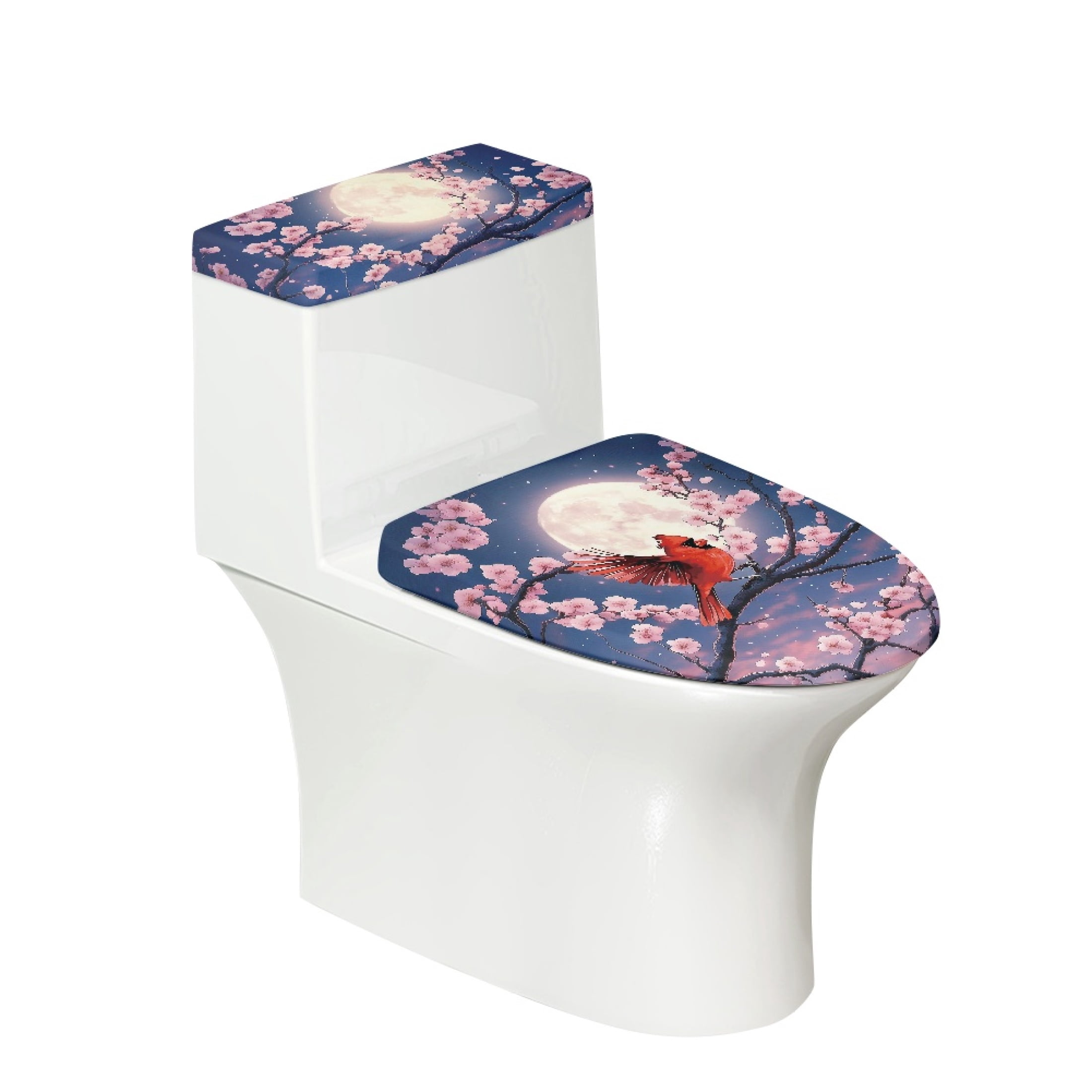 HELLHERO Toilet Lid Cover Set, Stretchy Fabric Polyester Toilet Dust ...