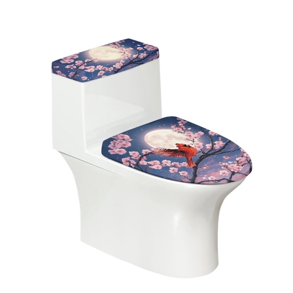 HELLHERO Toilet Lid Cover Set, Stretchy Fabric Polyester Toilet Dust ...