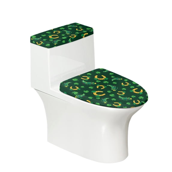 HELLHERO Toilet Protector Cover Shamrocks and Golden Horseshoes 2-Piece ...