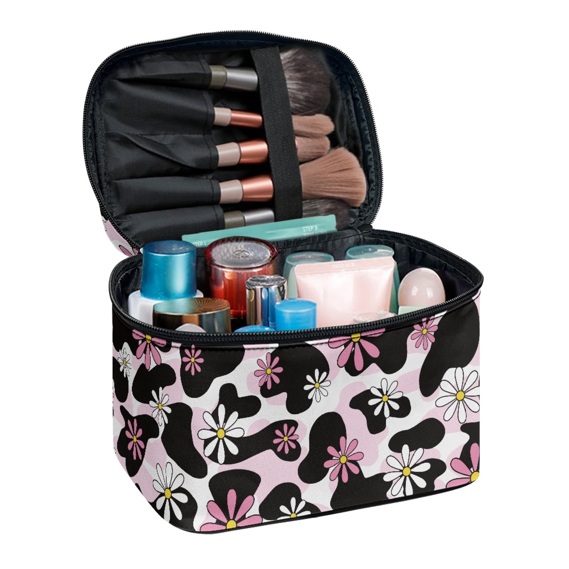 HELLHERO Travel Makeup Brush Case Travel Make Up Organizer Double Zip ...