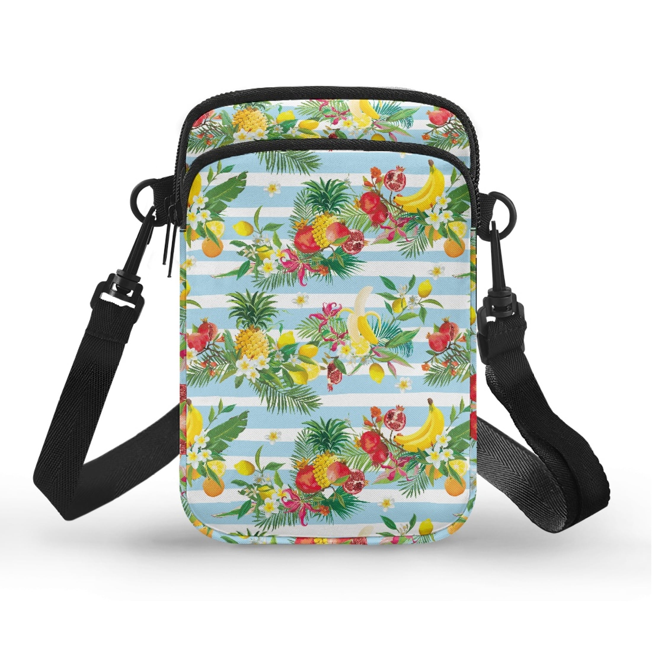 HELLHERO Tropical Fruit Print with Zipper Shoulder Bags 4.33x1.97x7.09 ...