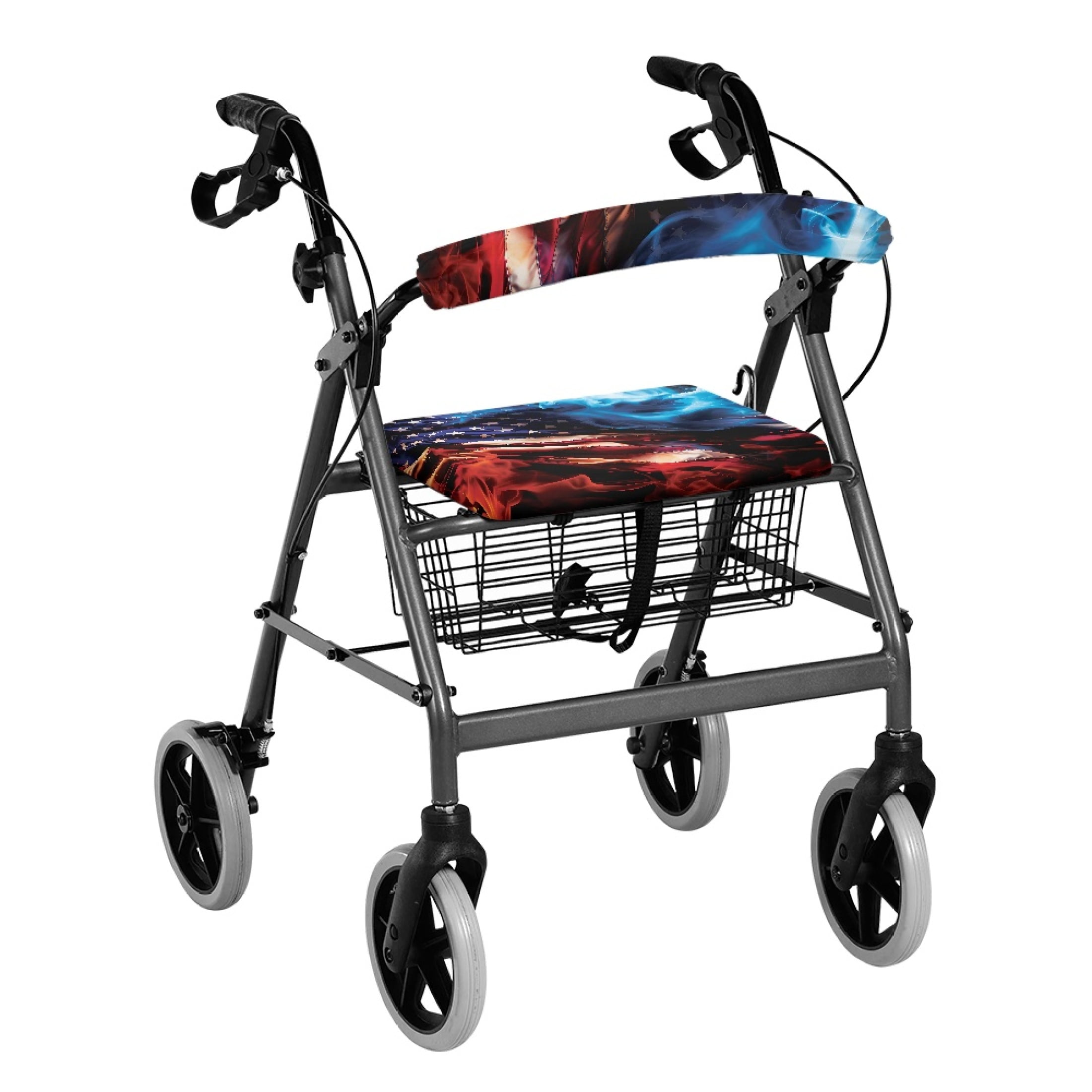 HELLHERO Two-color American flag Back Cover Walker Rollator Seat Back ...