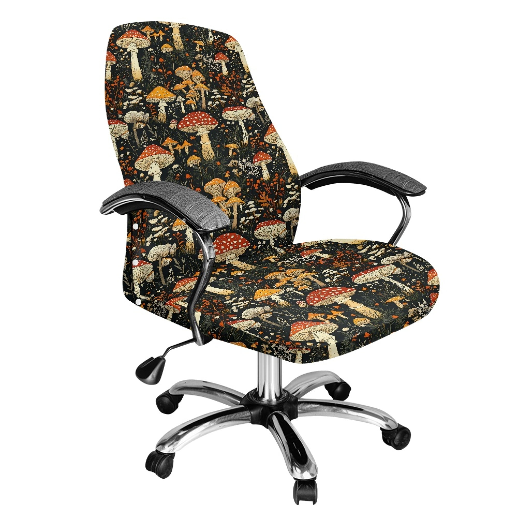 HELLHERO Vintage Mushroom Print Computer Office Chair Cover, Decorative ...