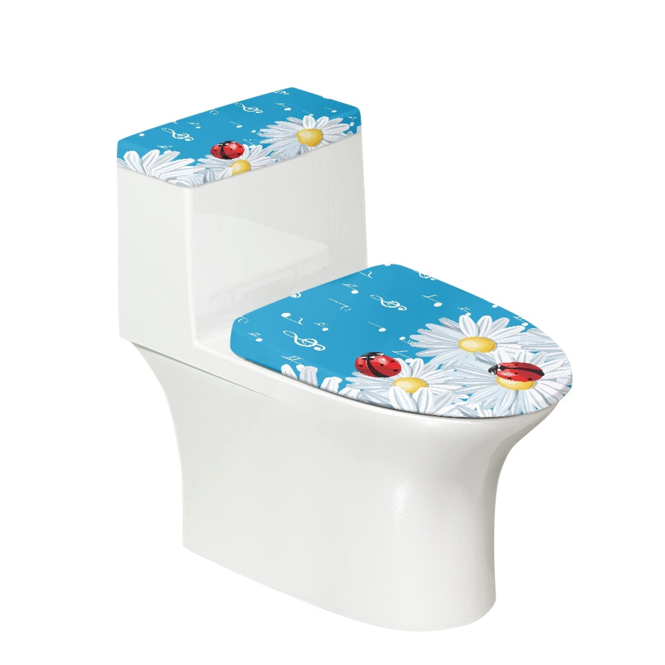 HELLHERO White Music Notes Yellow Daisies Toilet Top Cover & Fits All ...