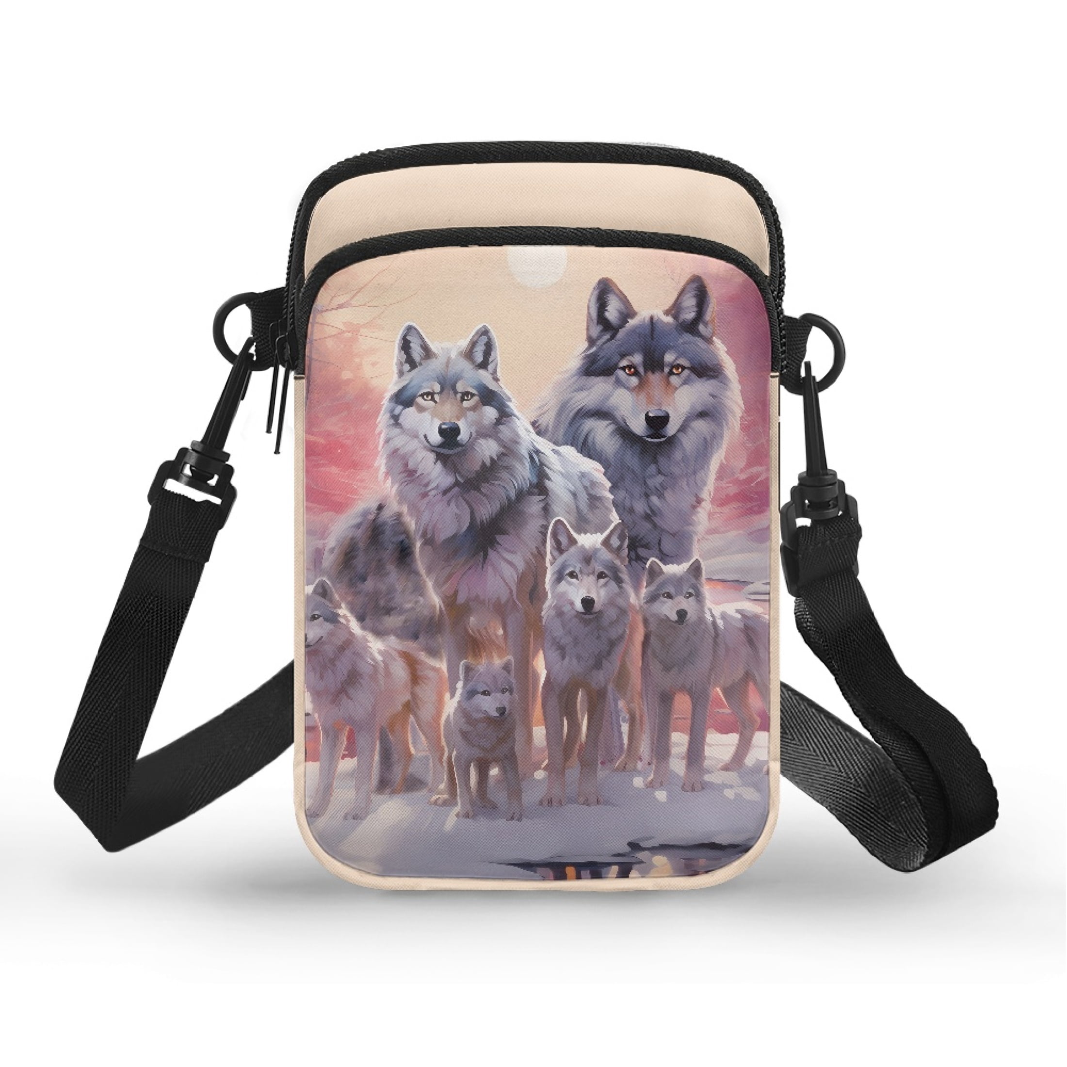 HELLHERO Wolf Pack Pattern Adults Messenger Bag with Zipper Unisex ...