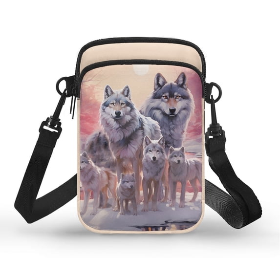 HELLHERO Wolf Pack Pattern Adults Messenger Bag with Zipper Unisex ...