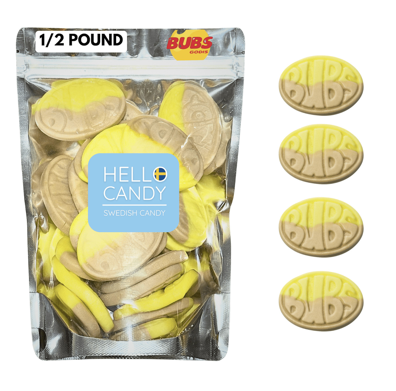 HELLO CANDY Swedish BANANA BUBS Candy, 0.5 lb Bag – Soft Fruit Chews ...