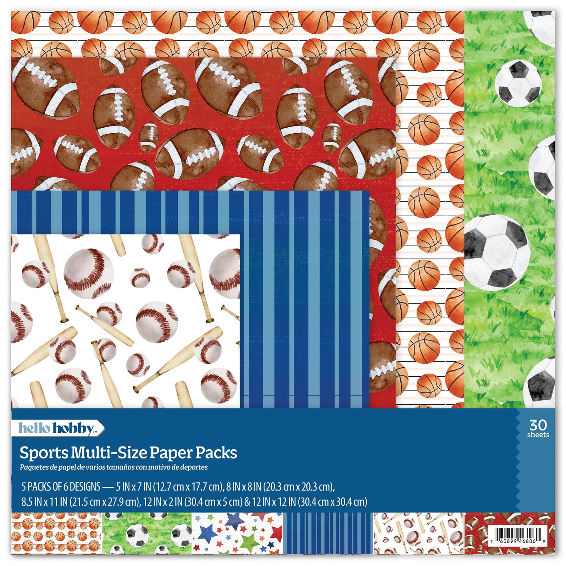Hello Hobby Sports Multi-Size Paper Pack for Scrapbooking and Crafting ...