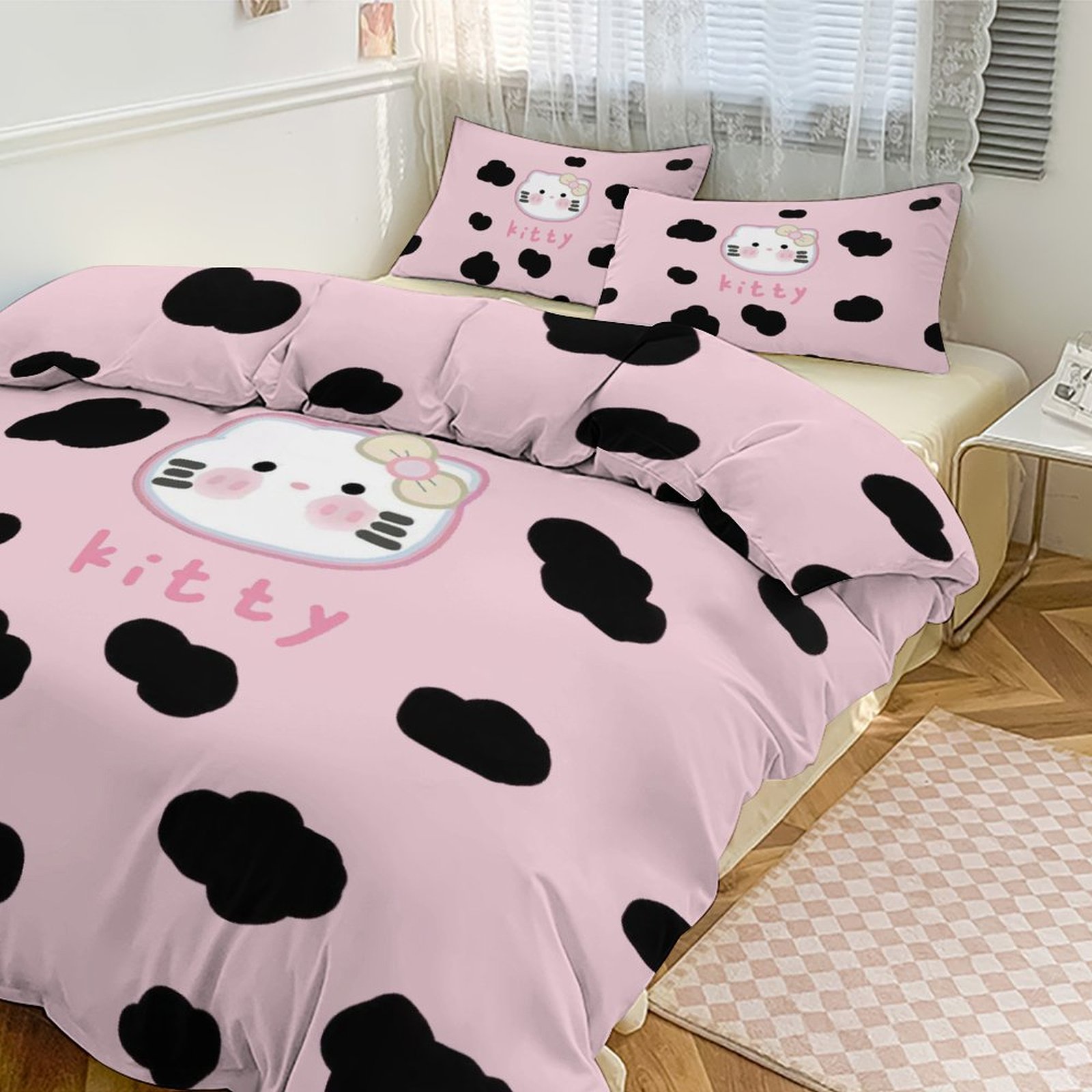 HELLO KIT-TY Bedding Set Anime Three-piece for Boys Girls Teens Twin ...