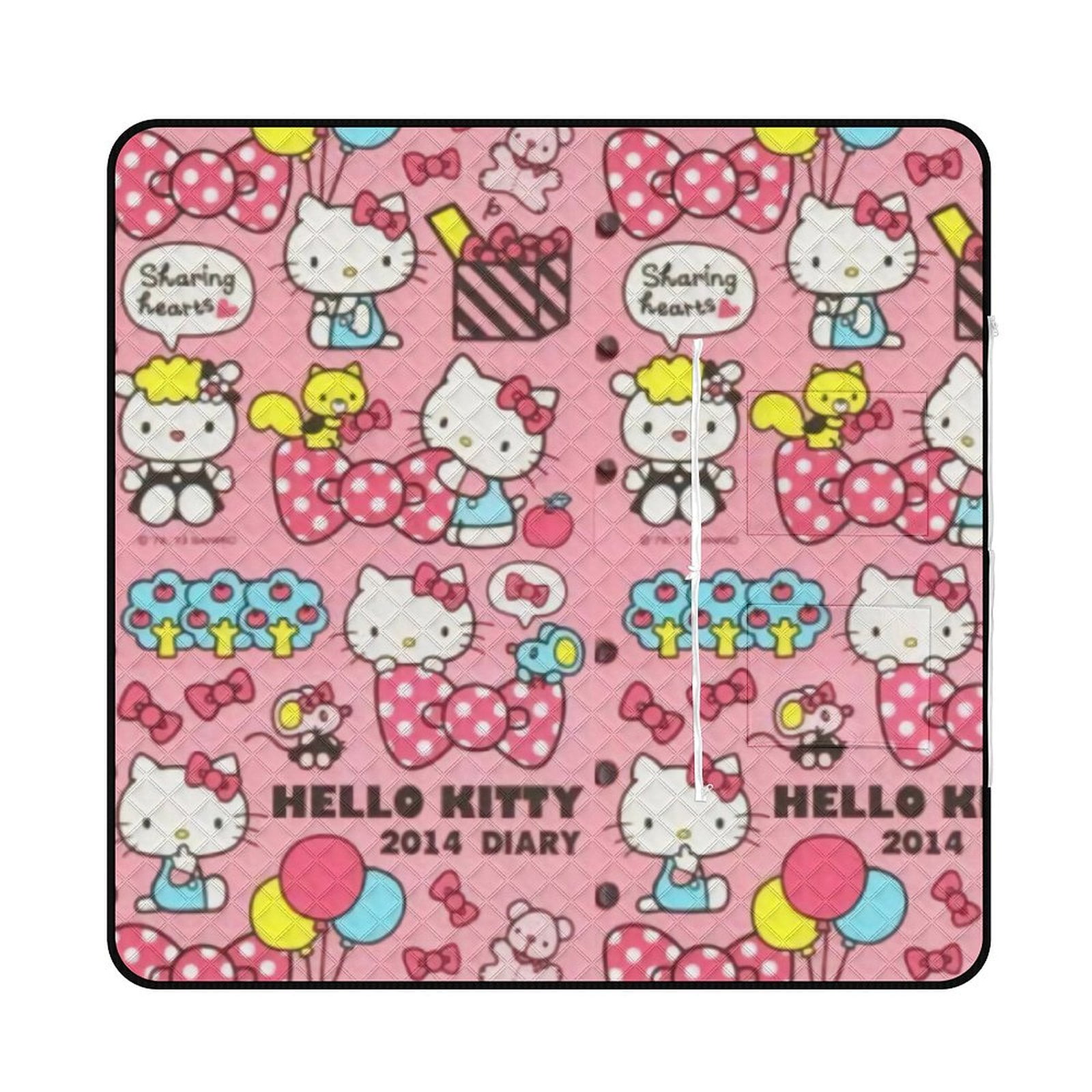 HELLO KITTY DIARY Picnic Blanket Outdoor Extra Large Picnic Mat 59"X59 ...