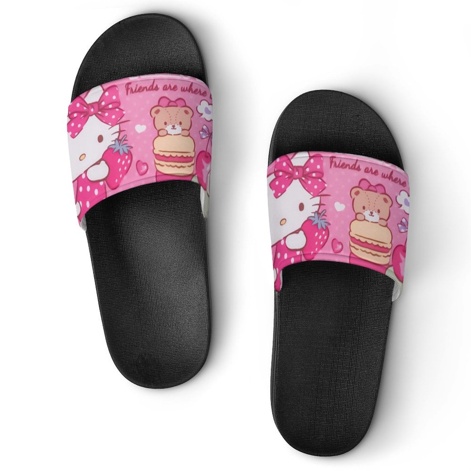 HELLO KITTY Friends Are Where The Fun Is! Slide Sandals for Women,Ultra ...