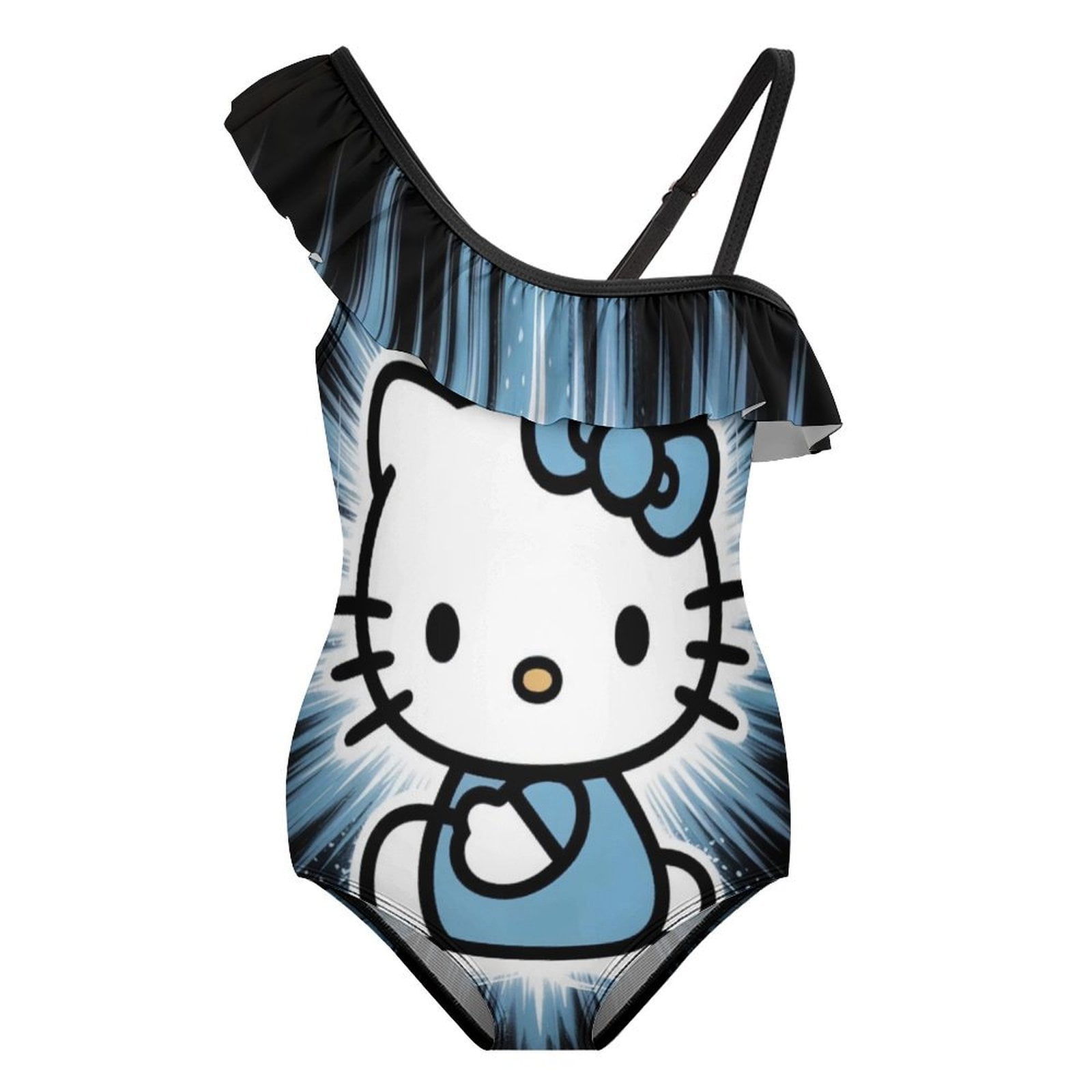 HELLO-KITTY Girls Swimsuit One Piece Swimsuits Ruffle Bathing Suit Kids ...