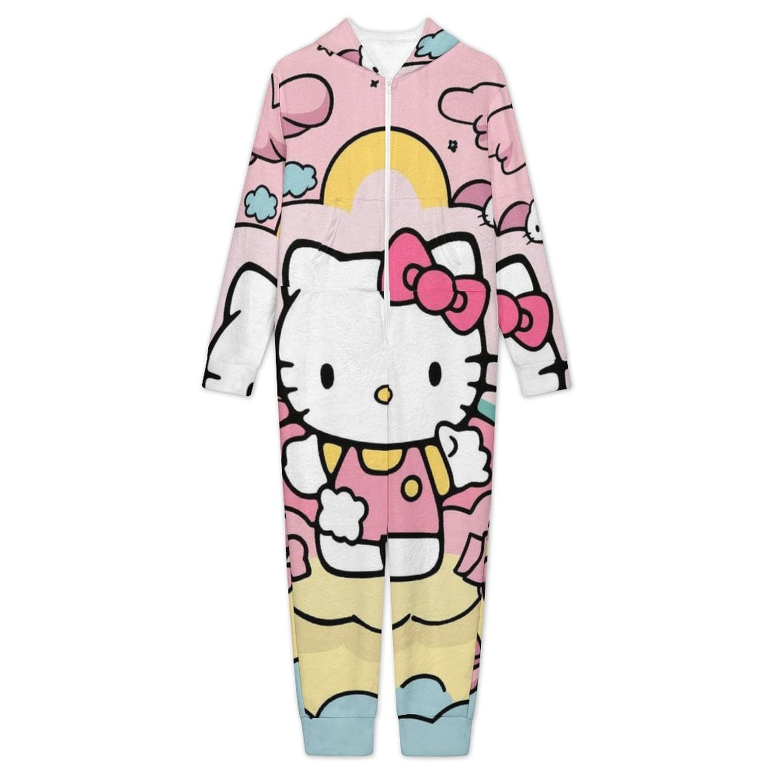 HELLO KITTY Kids Cartoon One-piece Pajamas Winter Warm Home Pajamas ...