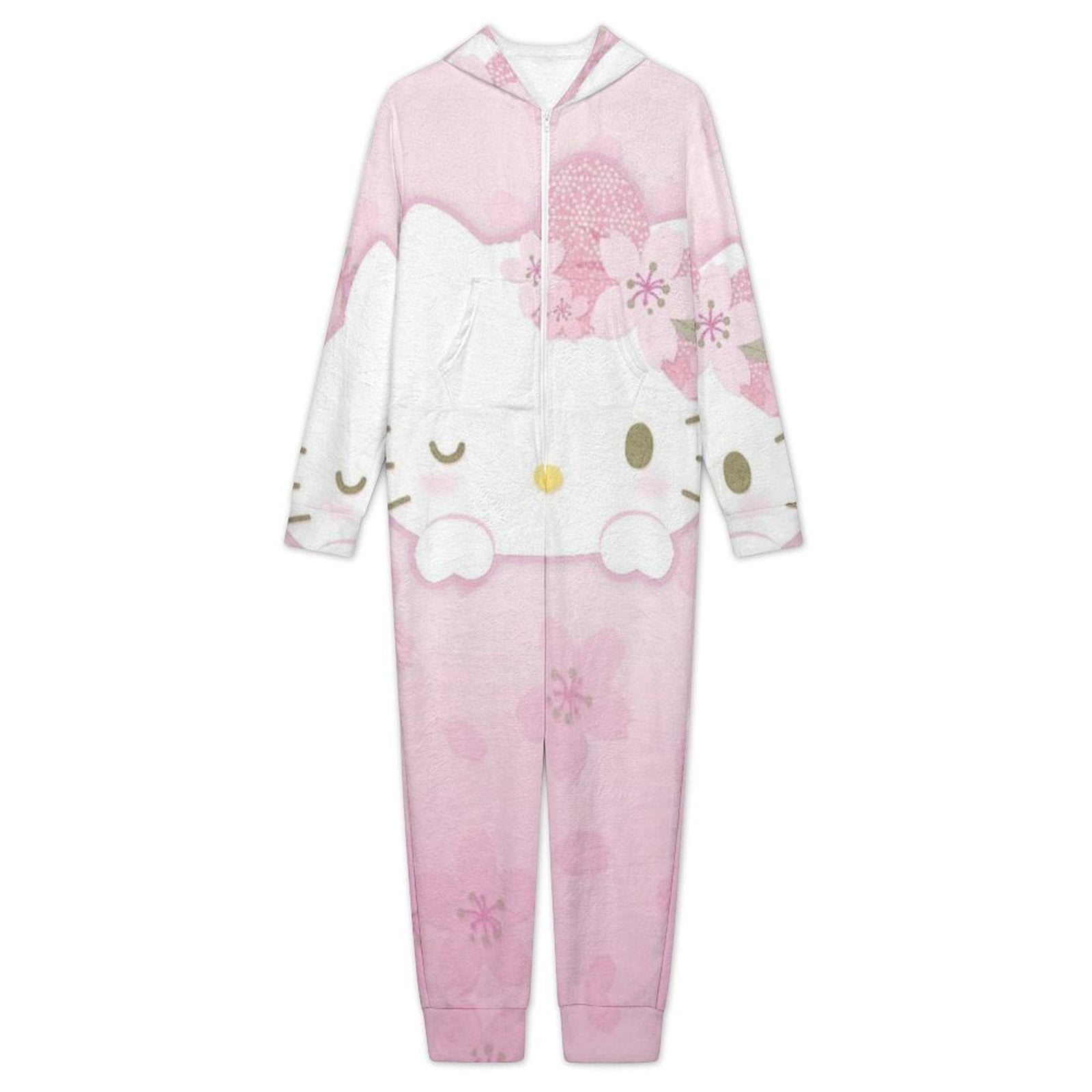 HELLO KITTY Kids Cartoon One-piece Pajamas Winter Warm Home Pajamas ...