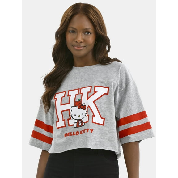 Hello Kitty Women's E Komo Mai Crop Tee with Short Sleeves, Sizes XXS ...