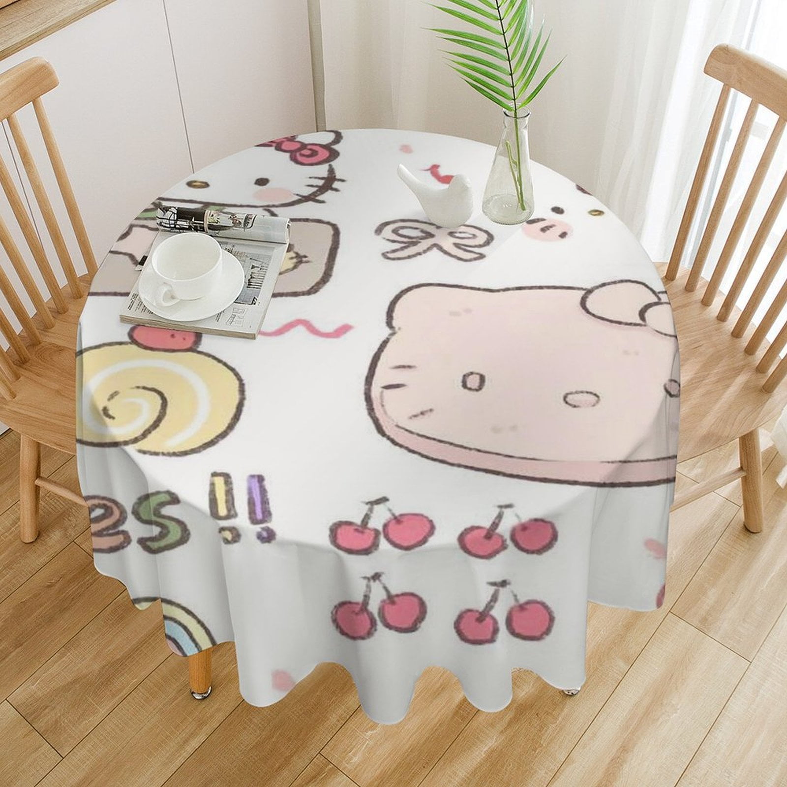 HELLO KITTY Tablecloth Anime for Dining Table Picnic Gift 70x70in HELLO ...