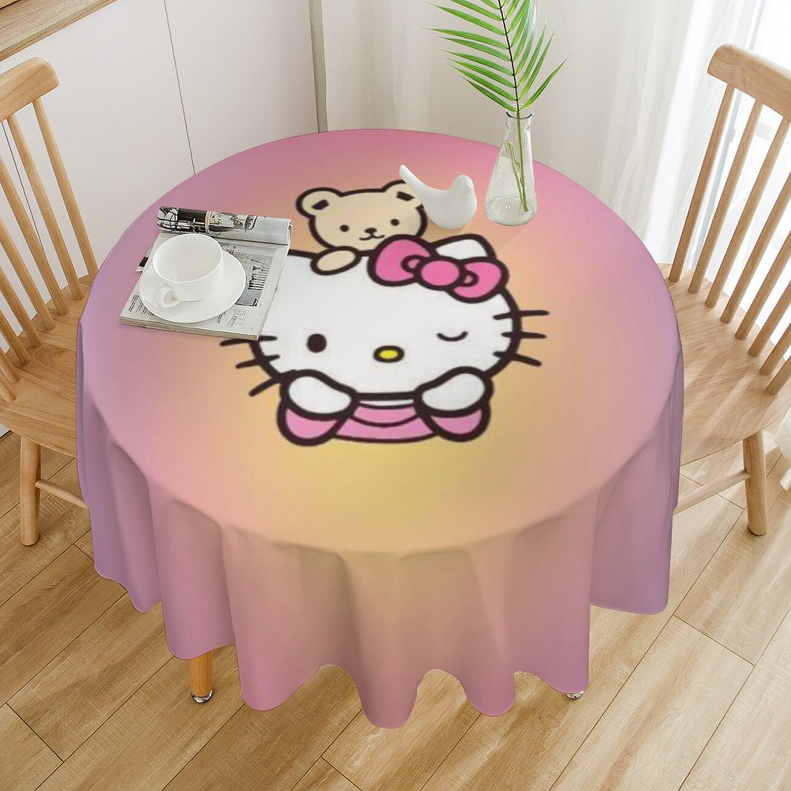 HELLO KITTY Tablecloth Anime for Dining Table Picnic Gift 70x70in HELLO ...