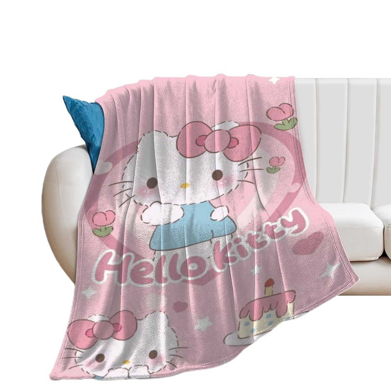 HELLO KITTY Throw Blanket Cute Flannel Anime for Girls Boys Men Women ...