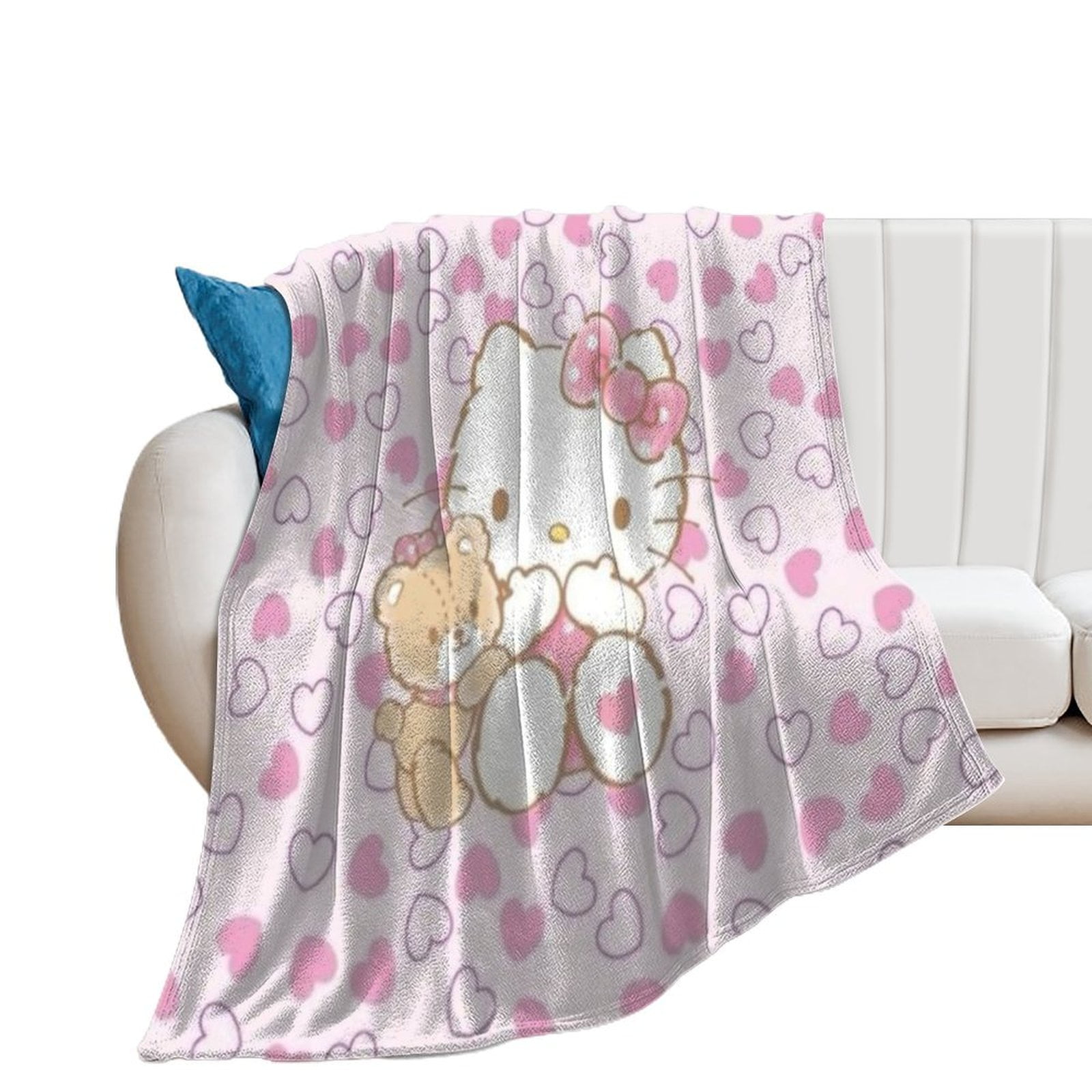 HELLO KITTY Throw Blanket Cute Flannel Anime for Girls Boys Men Women ...