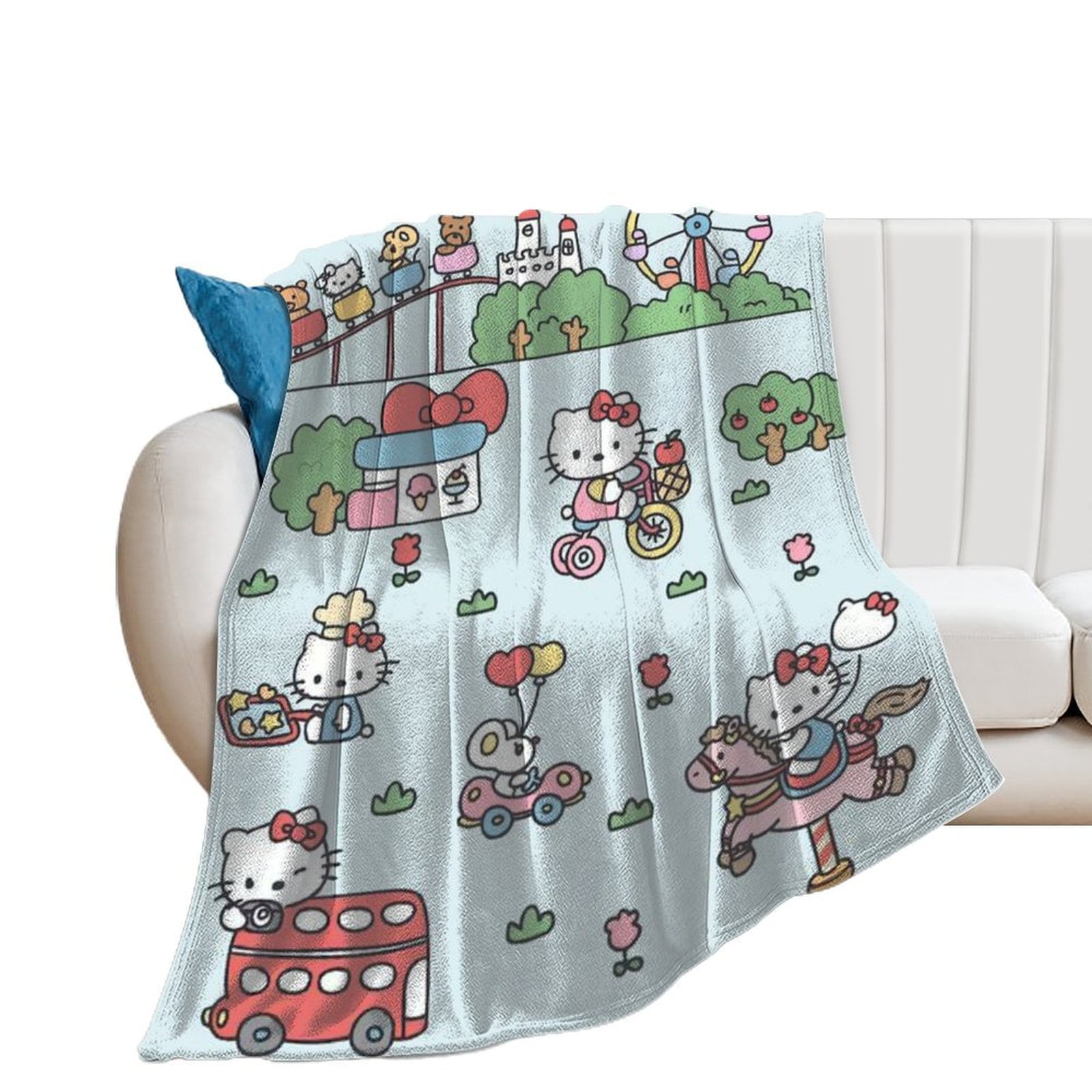 HELLO KITTY Throw Blanket Cute Flannel Anime for Girls Boys Men Women ...