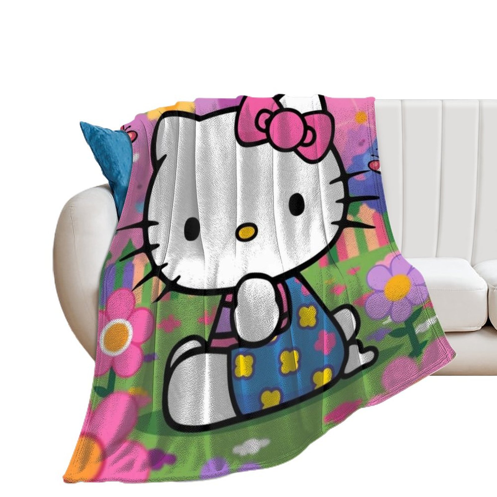 HELLO KITTY Throw Blanket Cute Flannel Anime for Girls Boys Men Women ...