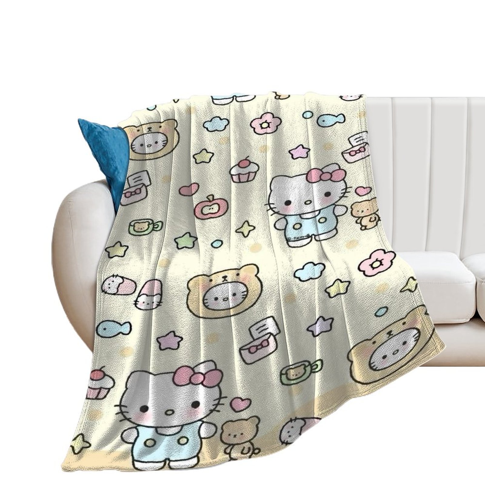 HELLO KITTY Throw Blanket Cute Flannel Anime for Girls Boys Men Women ...