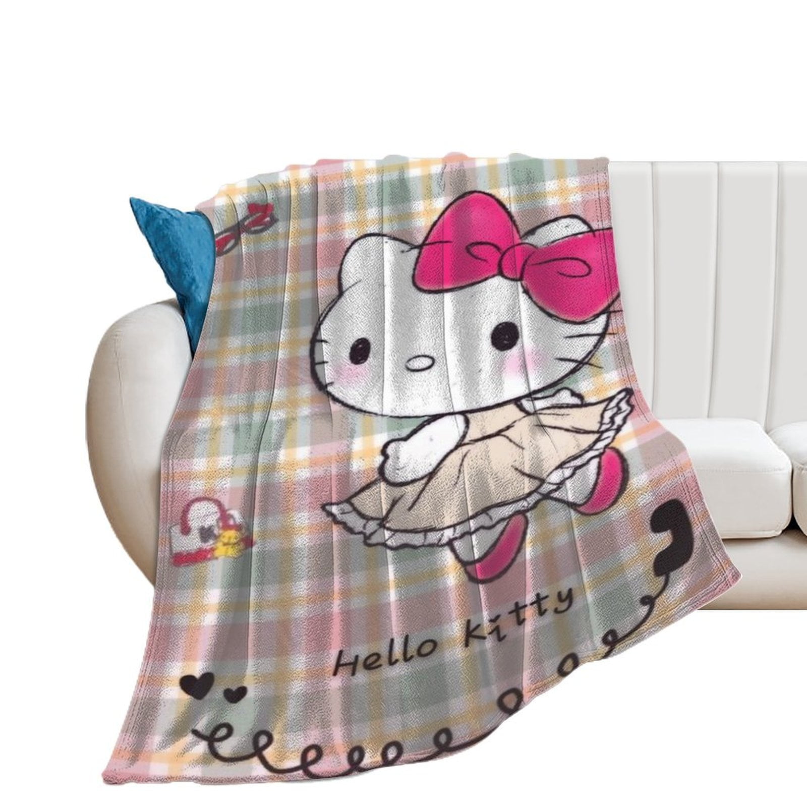 HELLO KITTY Throw Blanket Cute Flannel Anime for Girls Boys Men Women ...