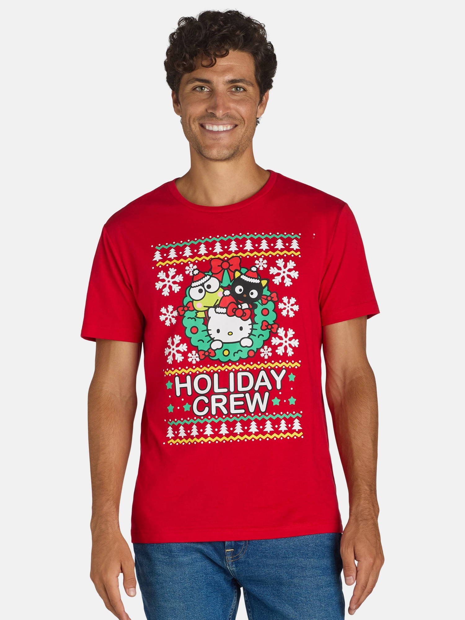 Hello Kitty Men's Holiday Graphic Tee, Short Sleeves, Relaxed Fit ...