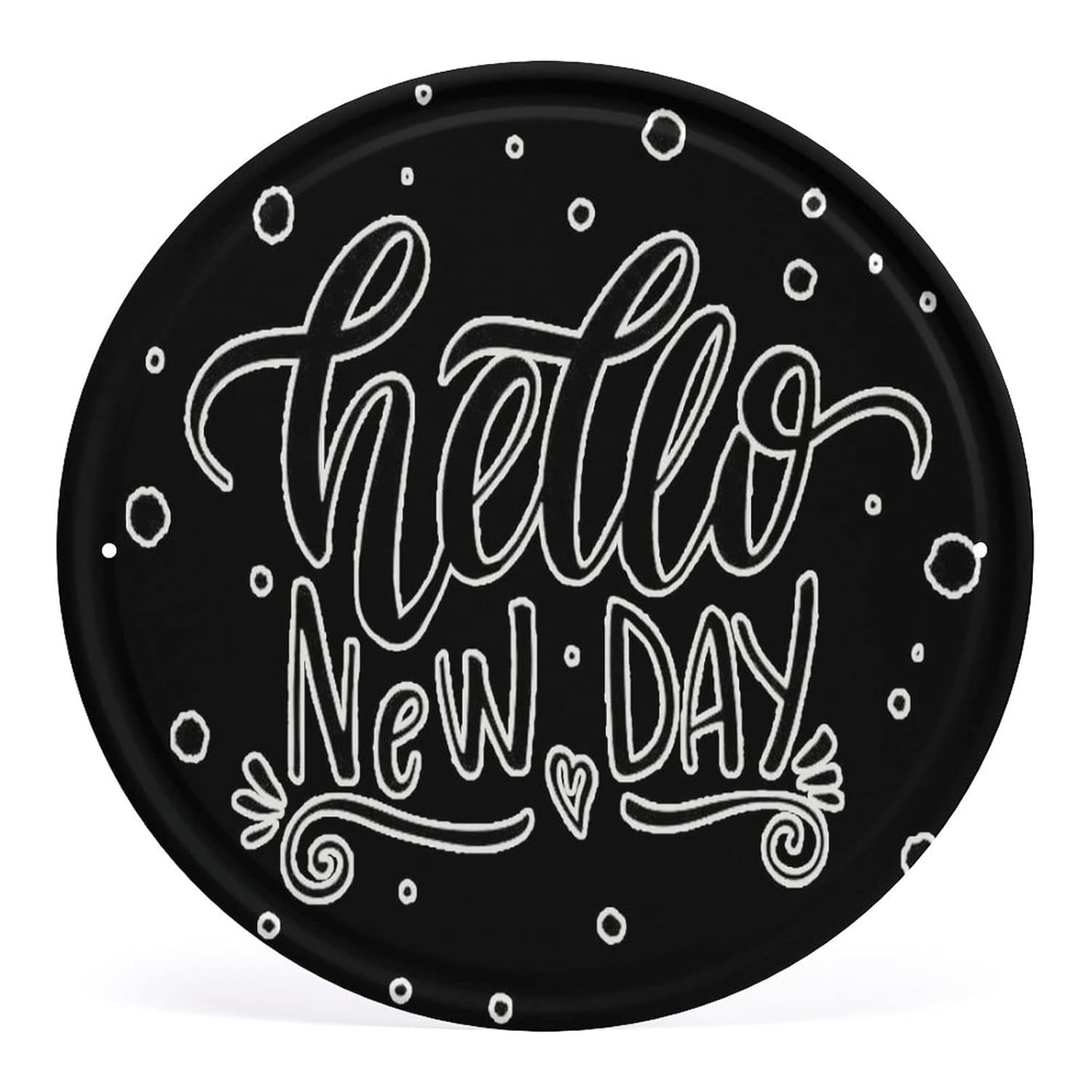 HELLO NEW DAY Round Door Hanger Metal Tin Signs Decorations for ...