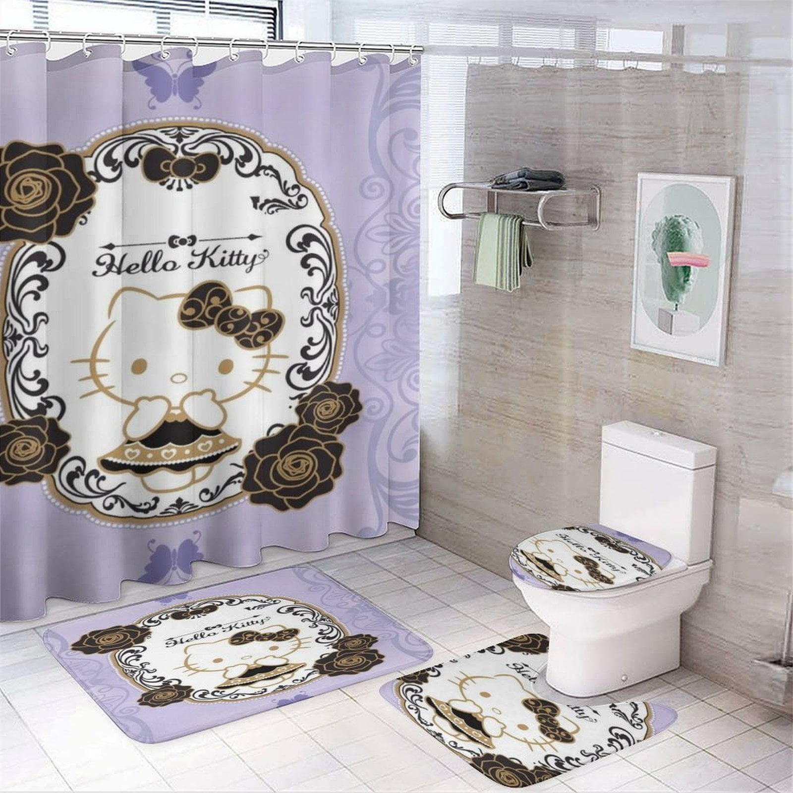 HELLOKIT-TY Shower Curtain Sets Cartoon Anime for Boys Grils Gift ...