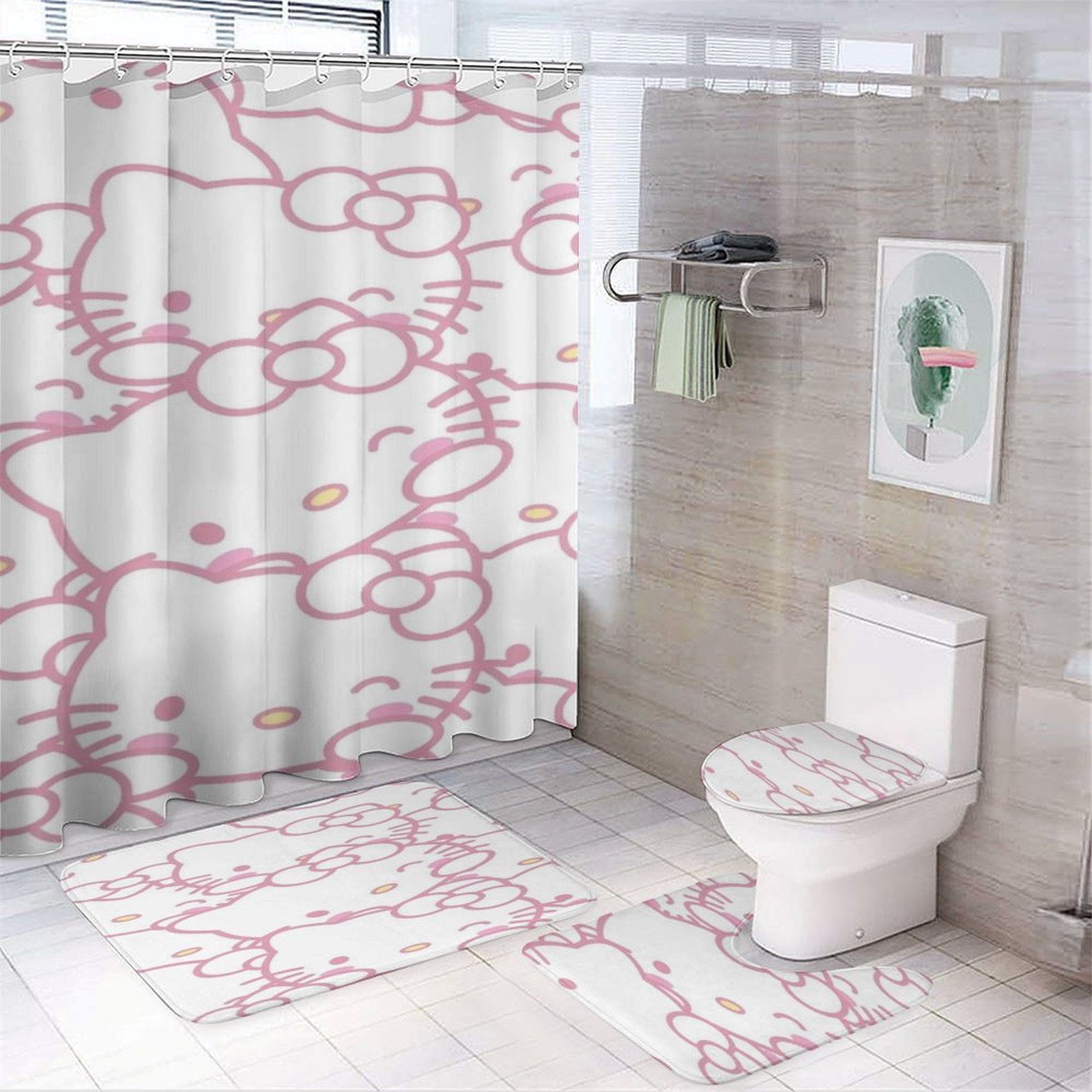 HELLOKIT-TY Shower Curtain Sets Cartoon Anime for Boys Grils Gift ...