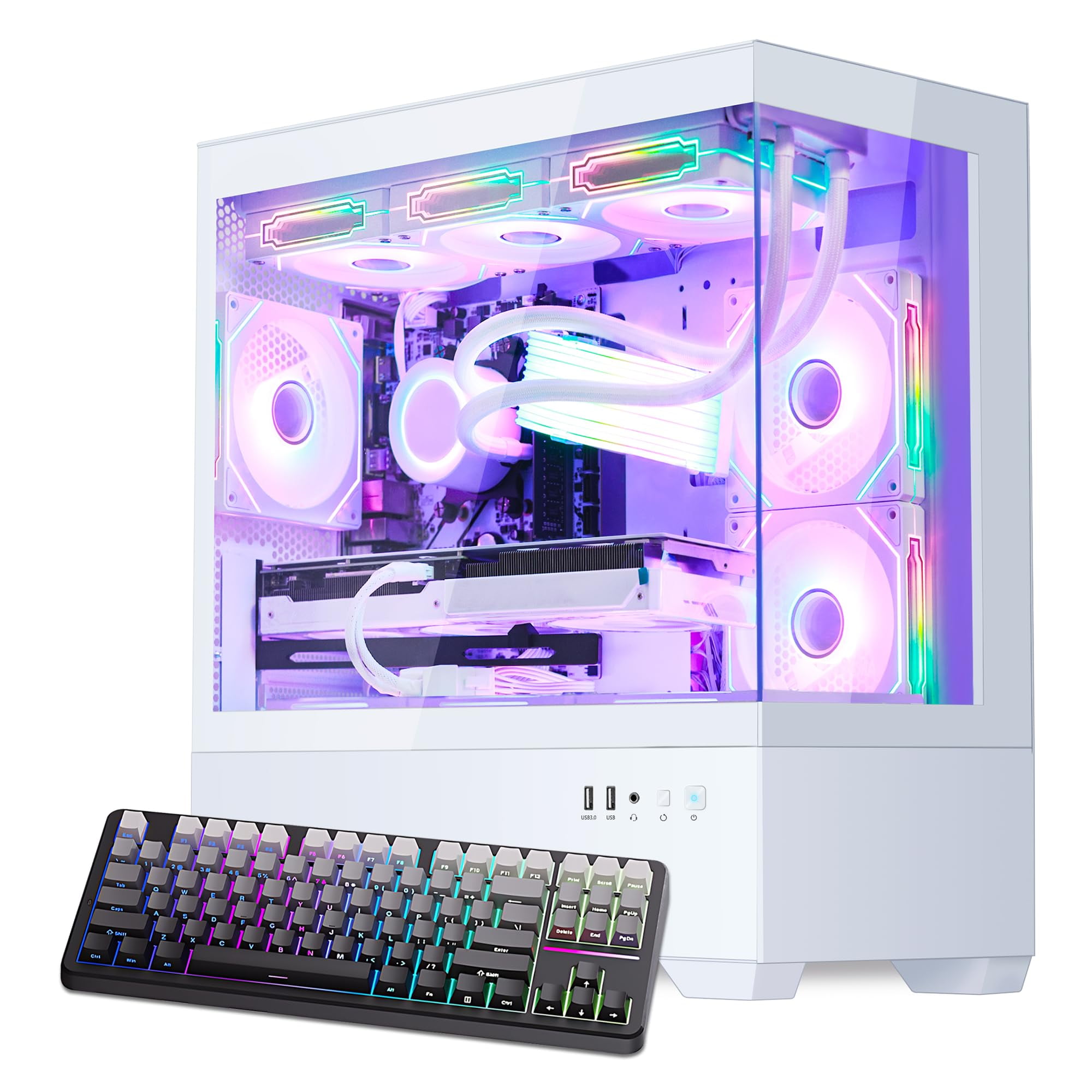 HELLOLAND Ocean Park Gaming PC Desktop with Keyboard - AMD Ryzen 7 ...