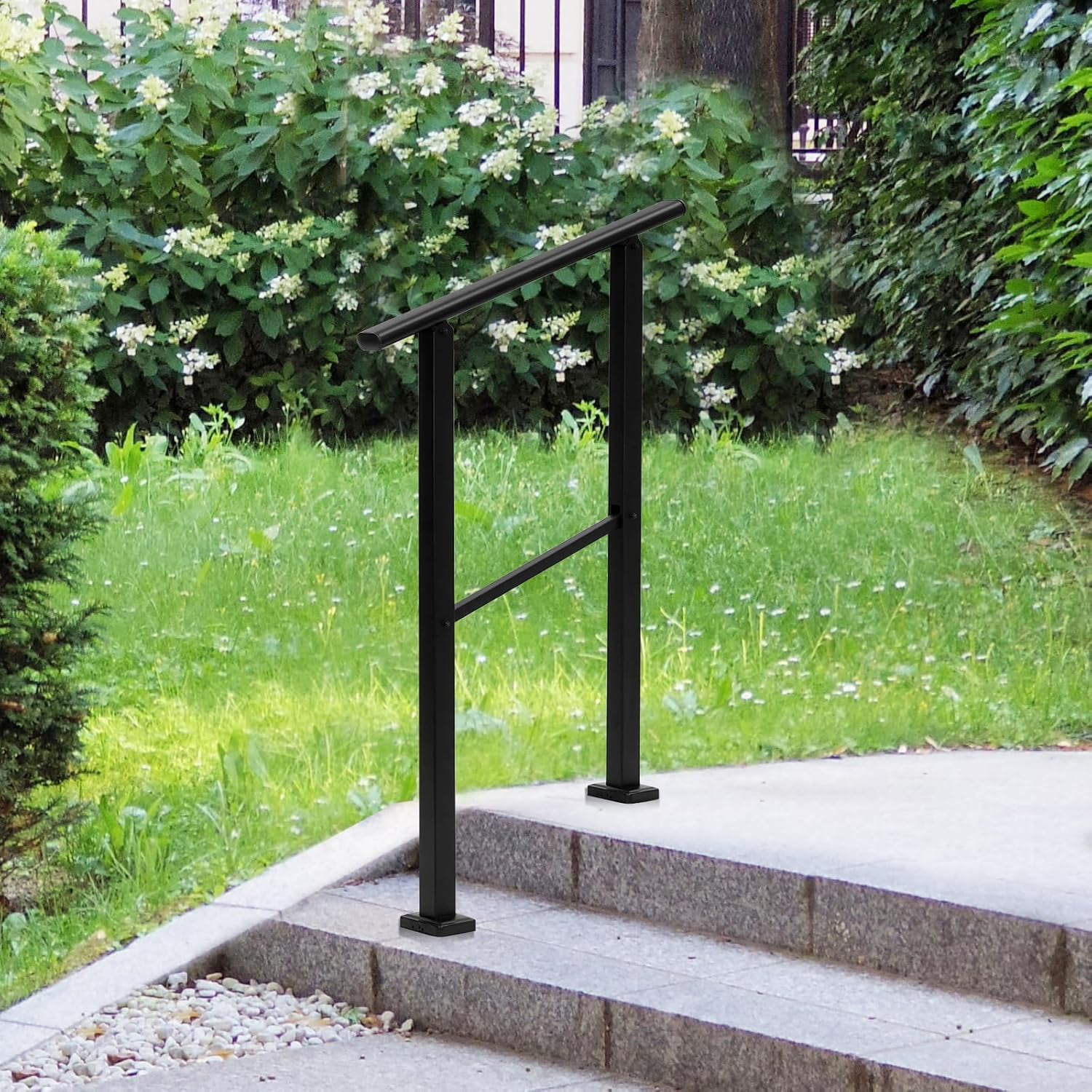 HELLONE 2 Step Handrails for Outside Stairs, Metal Stair Railing with ...